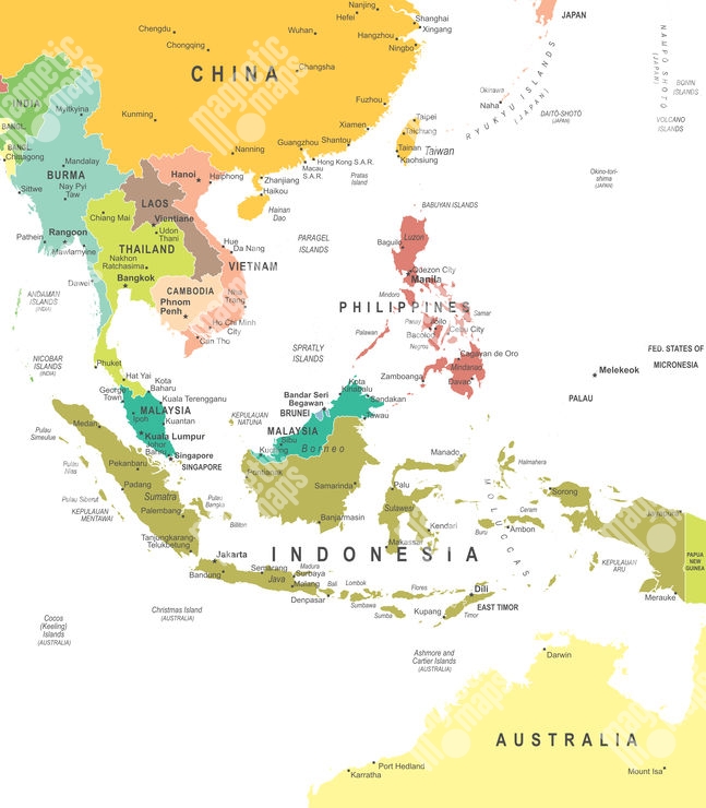 Magnetic map, detailed, colored