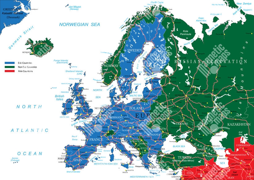 Magnetic map of Europe, colored