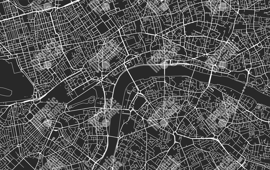 Magnetic map of London, illustrated, black