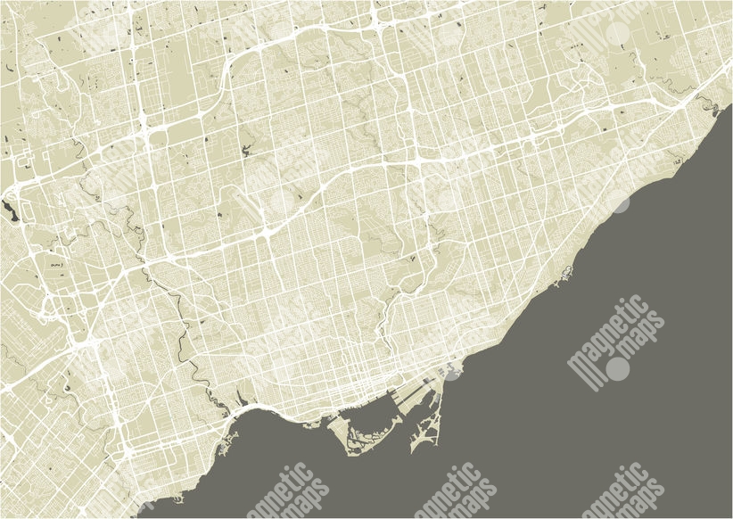 Magnetic map of Toronto, illustrated, grey