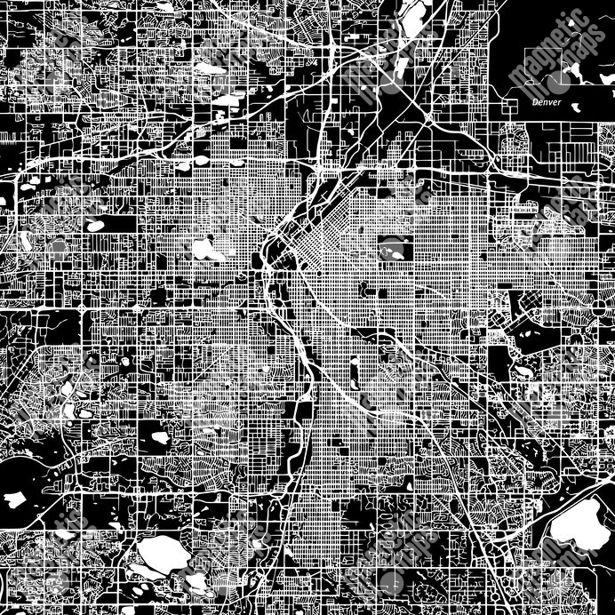 Magnetic map of Denver, illustrated, black and white