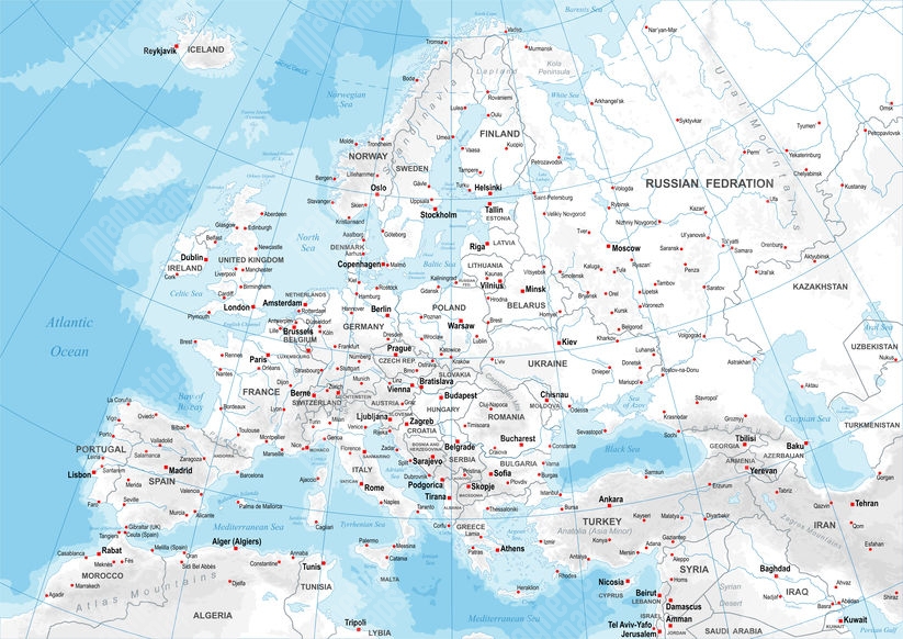 Magnetic map of Europe, political
