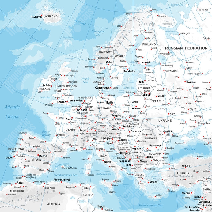 Magnetic map of Europe, political