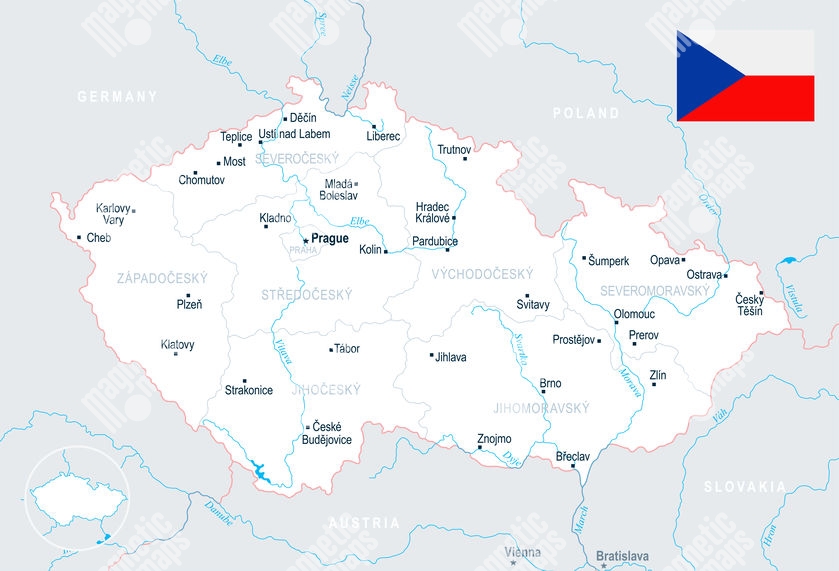 Magnetic map of Czechia, illustrated, detailed
